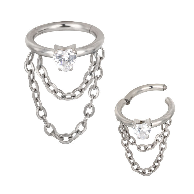 Ring with a gem and chains – Harley Piercing